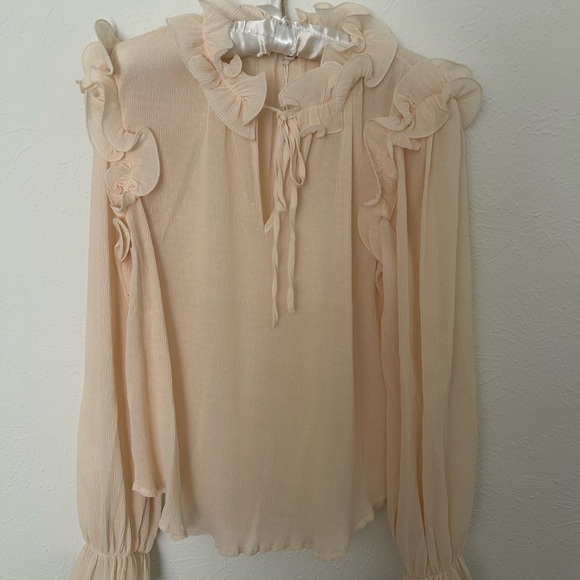 Zoe and Claire | Tops | Zoe And Claire Formal Shirt Ruffle Tie Front Blouse Sheer | Poshmark
